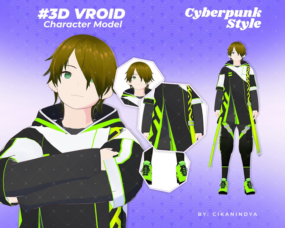 3D Vroid Character Yuta Cyberpunk Anime Male With Futuristic Style for ...