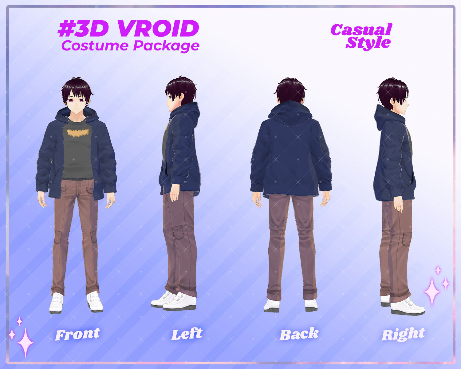 Vroid Casual Wardrobe Bundle 3 Outfits Male Vroid Clothing - Etsy