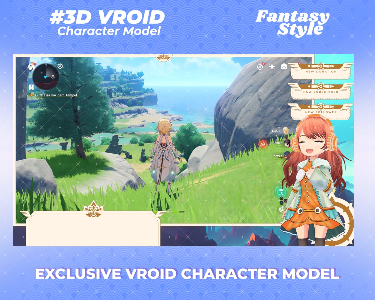 Advanced 3D Vroid Avatar Kitsune Chibi Girl for Gaming & Streaming 3D ...