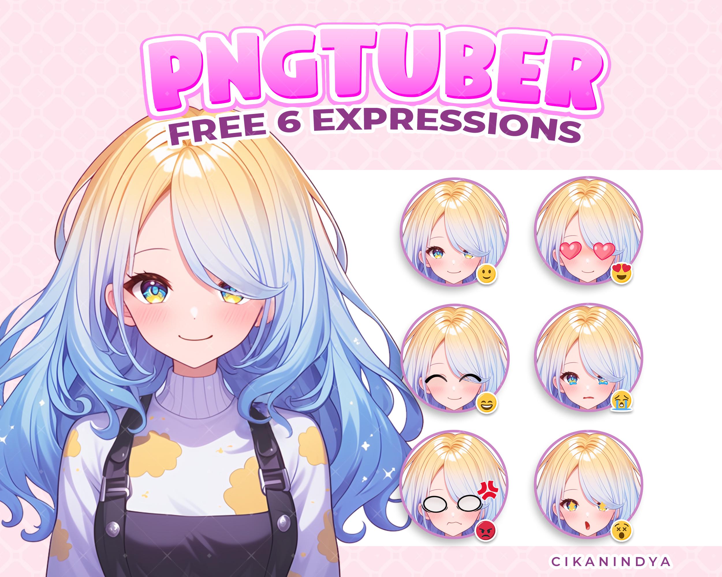 Anime Pngtuber Avatar | Kawaii Vtuber Streamer, 6 Poses - Etsy