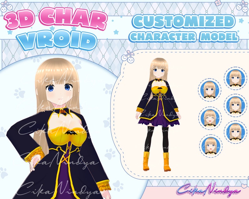 3D Vroid Character Vtuber Model Free 3d Model Digital - Etsy
