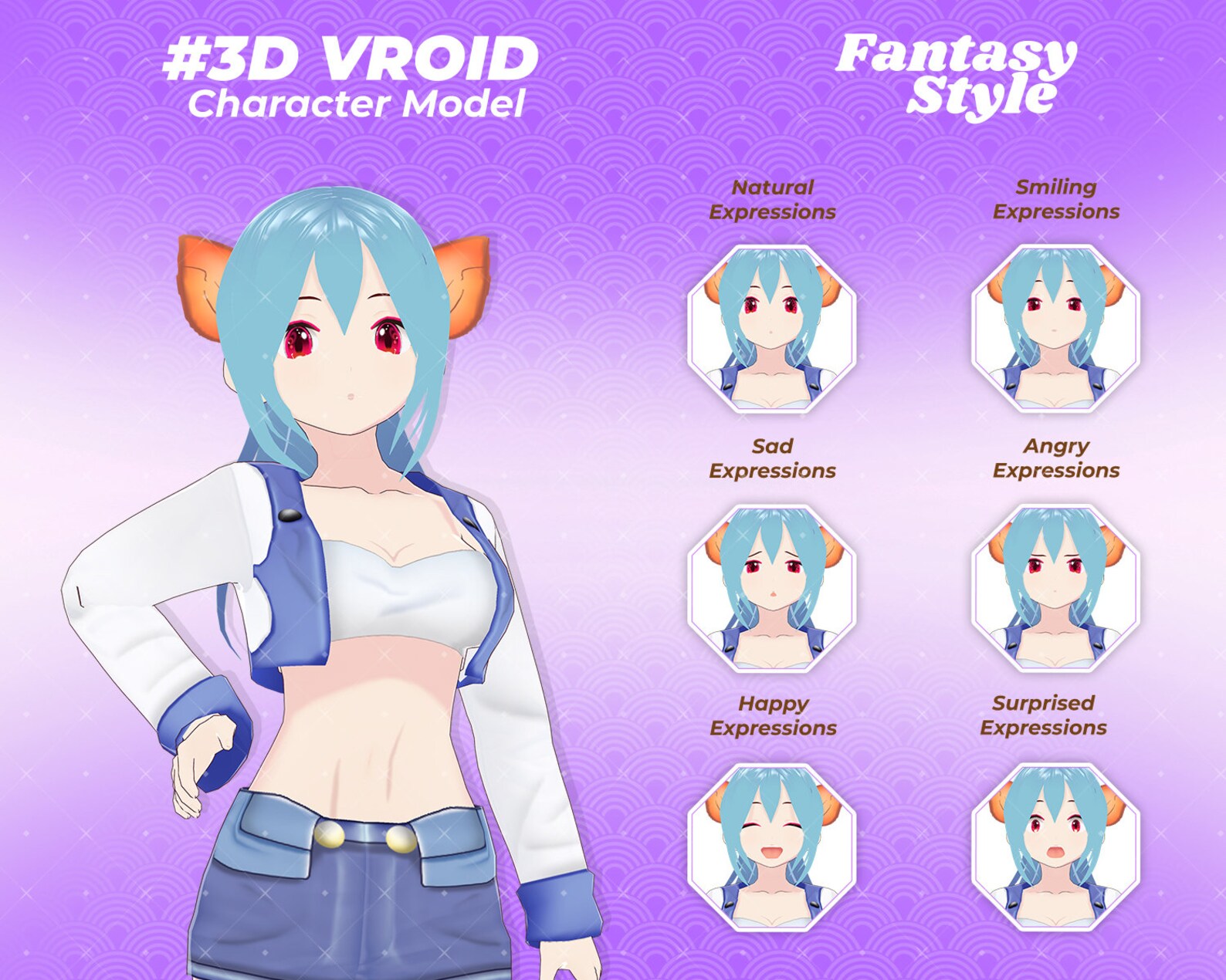 3D Vroid Character, 3d Model Commission, Vtuber Model, Vroid Streamer's 3D Persona Vroid Model ...