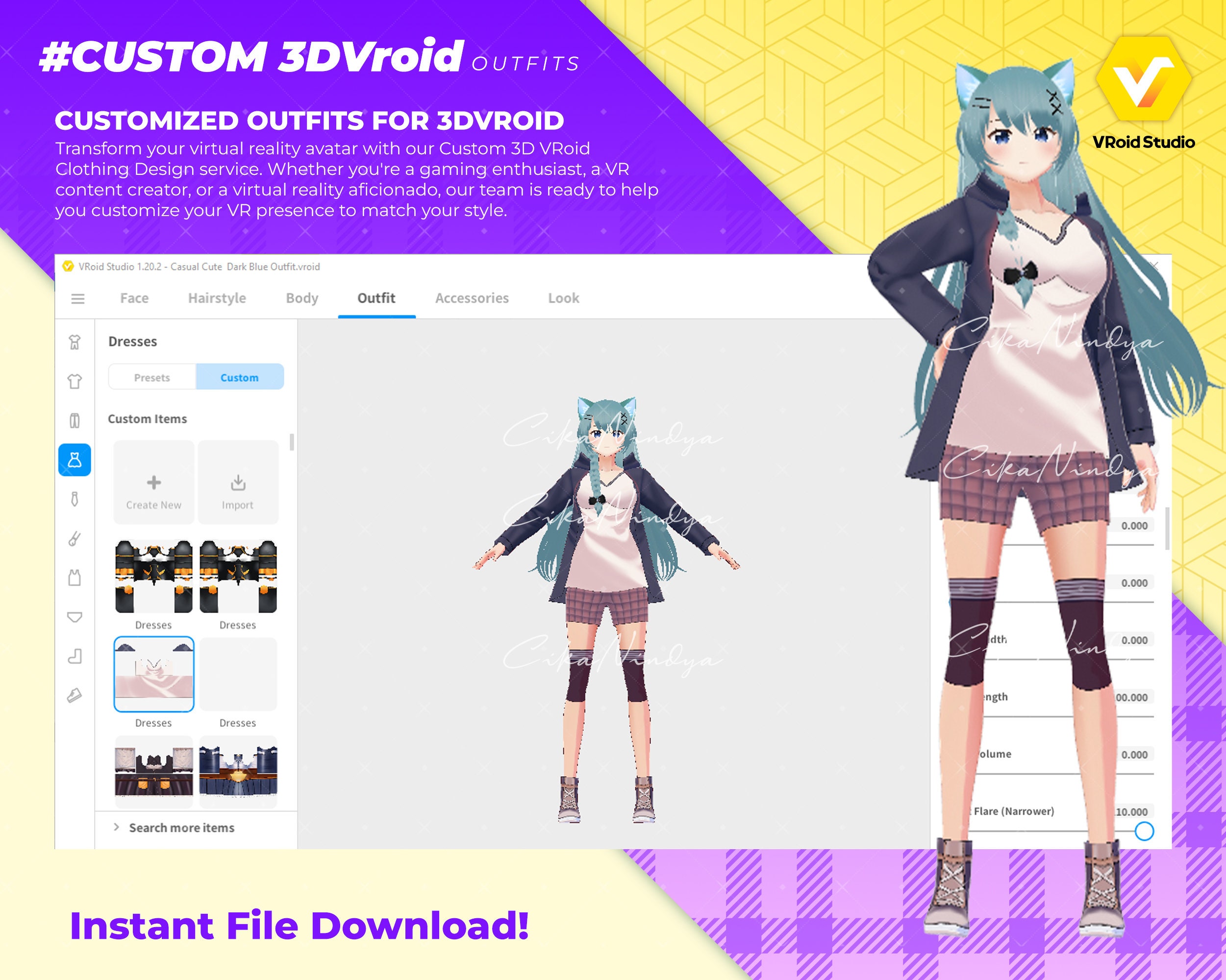 Custom Cute Vroid Outfit Creation for Commissioned Vtubers, Custom ...