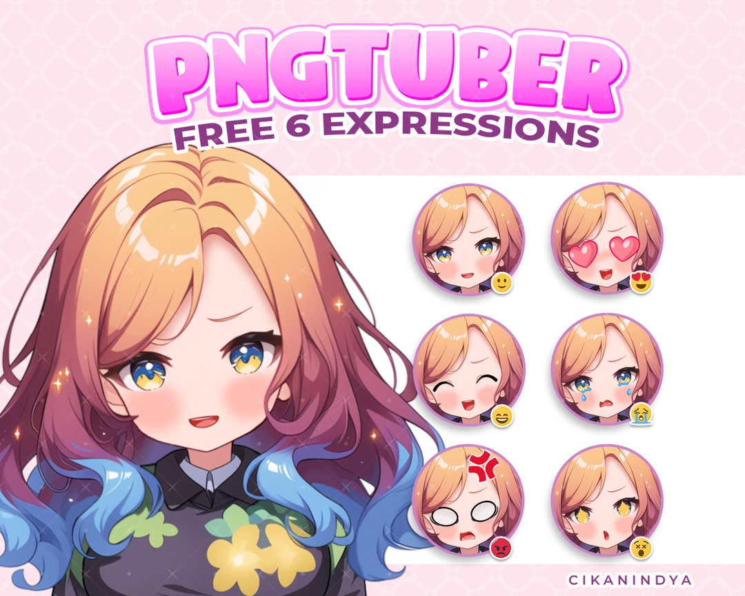 Colorful Anime PNG Tuber Avatar: 6 Expressions (.veadomini File) - Etsy
