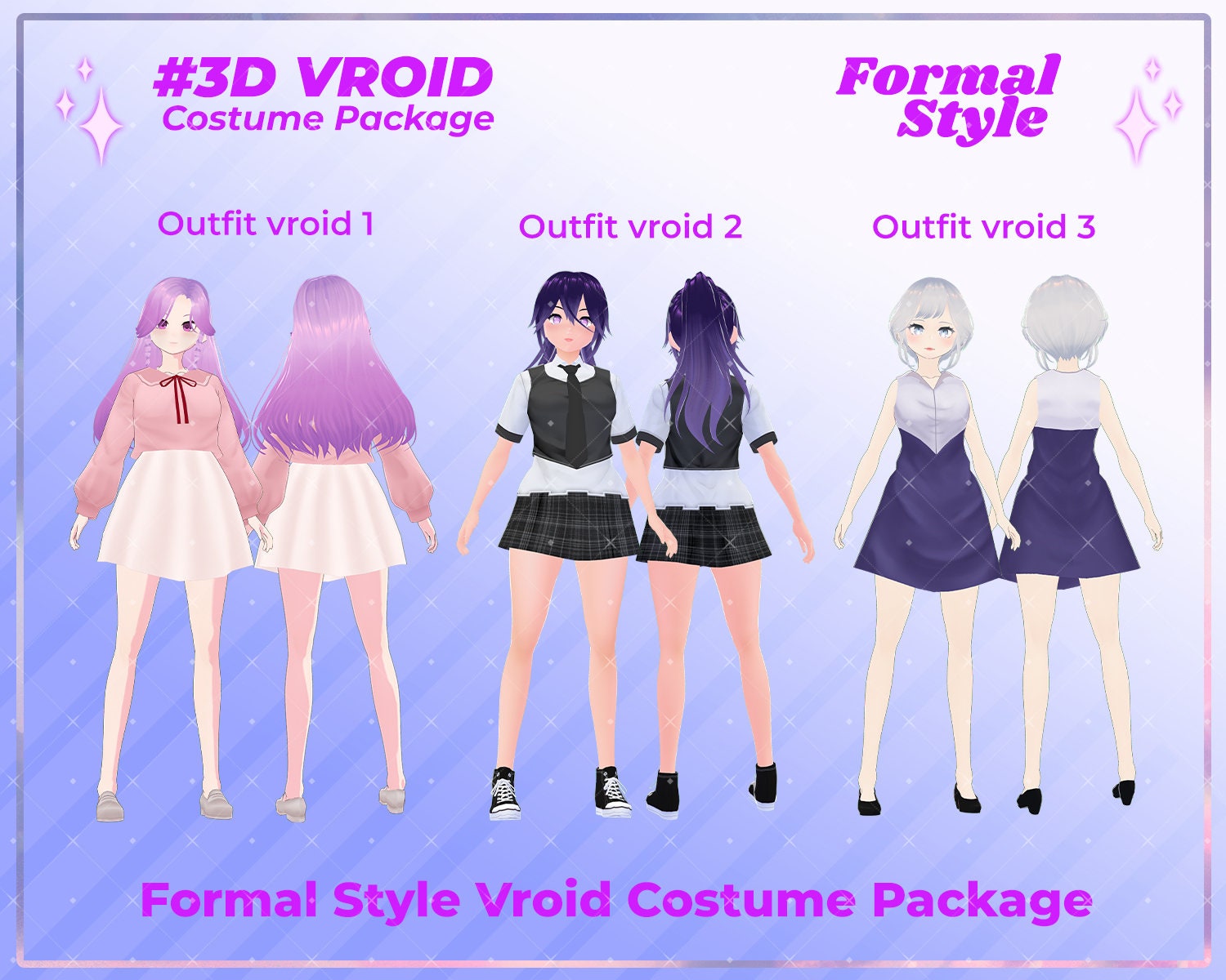 Chic Celebration Vroid Formal Attire Set 3d Vroid Clothing Etsy Uk