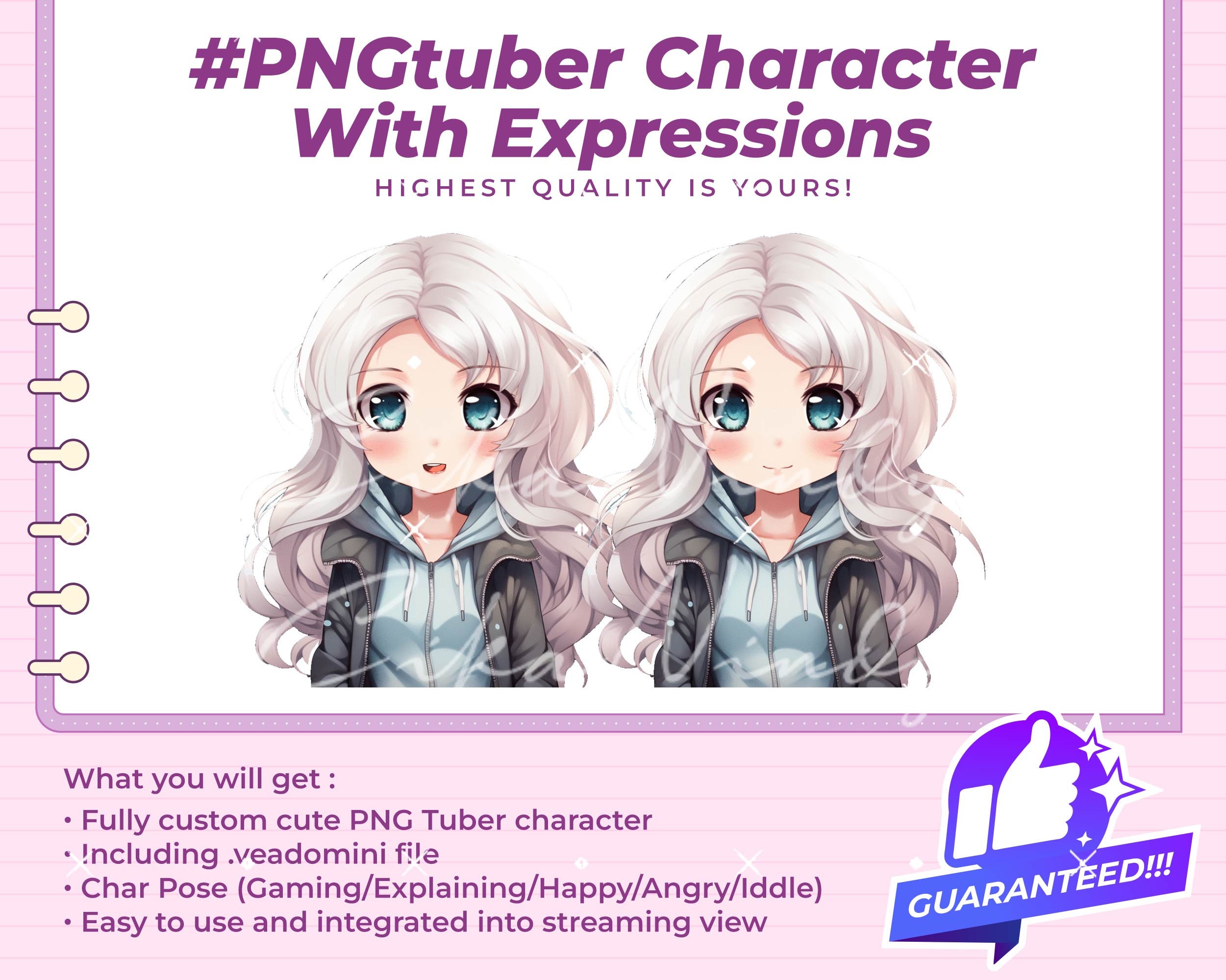Kawaii Chibi Girl Pngtuber Avatar: Streamer Virtual Companion - Etsy