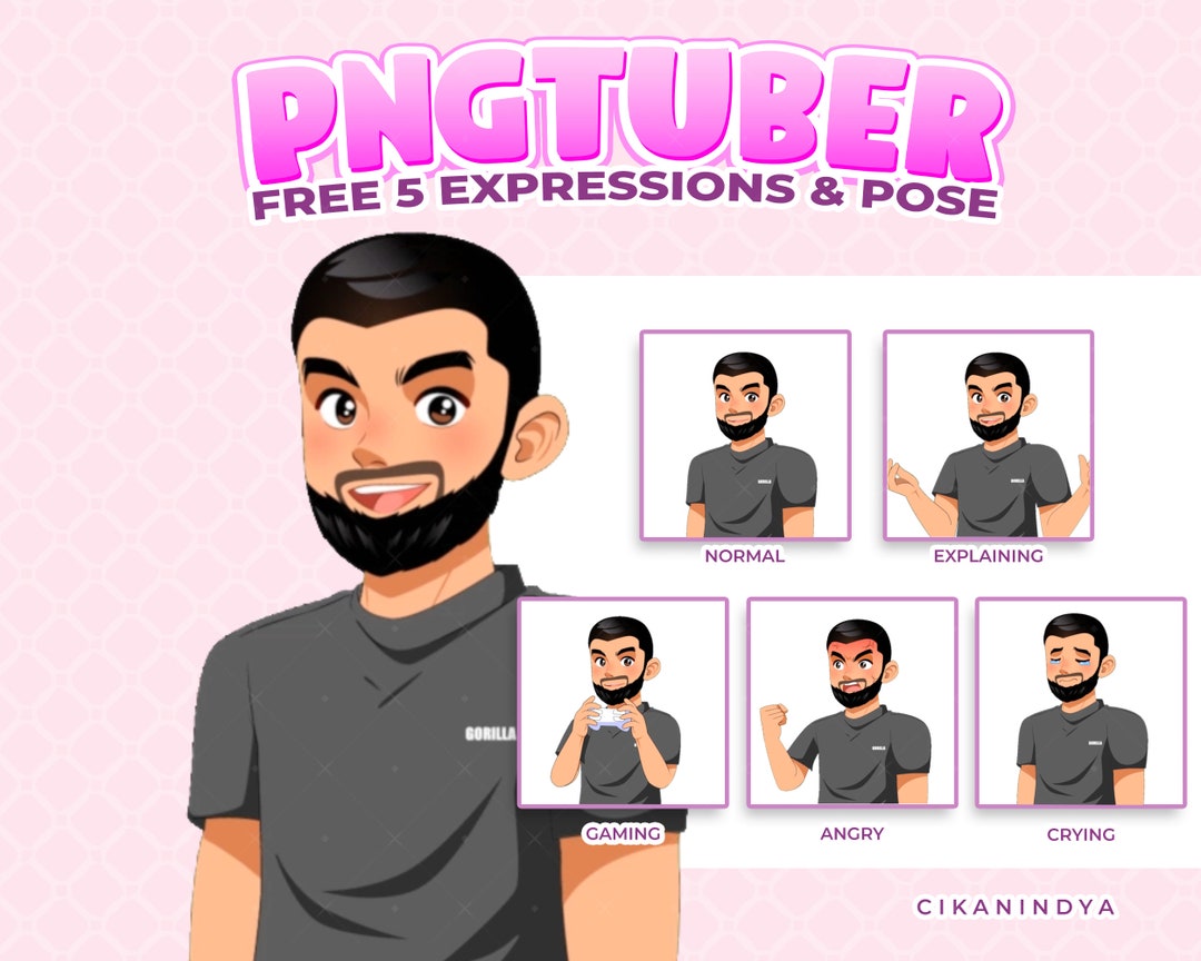 PNG Tuber | Expressive PNG Tuber Man for Streaming Enhance | 5 Poses ...