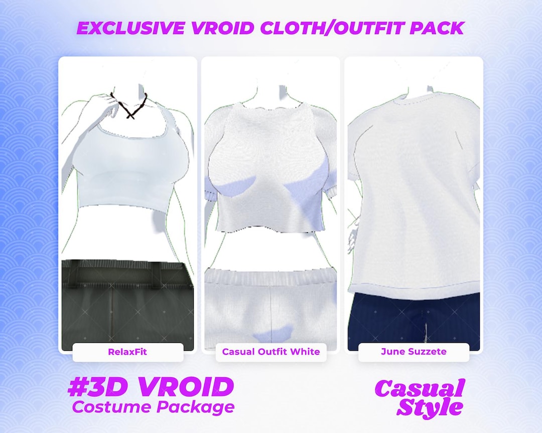 3D Vroid Clothing Pack | Soft Casual Outfit for Vroid Female Model ...