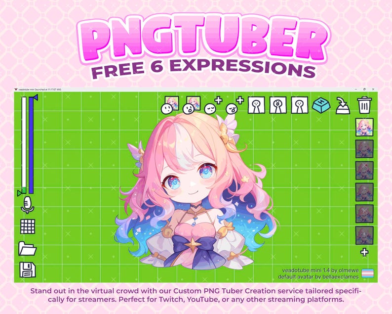 Celestial Pngtuber – Smooth Animated Chibi Model With Cosmic Hair - Etsy