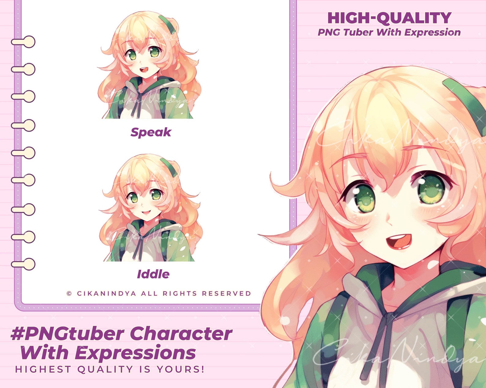 Pngtuber Pngtuber Twitch Pngtuber Model Pngtuber Premade - Etsy