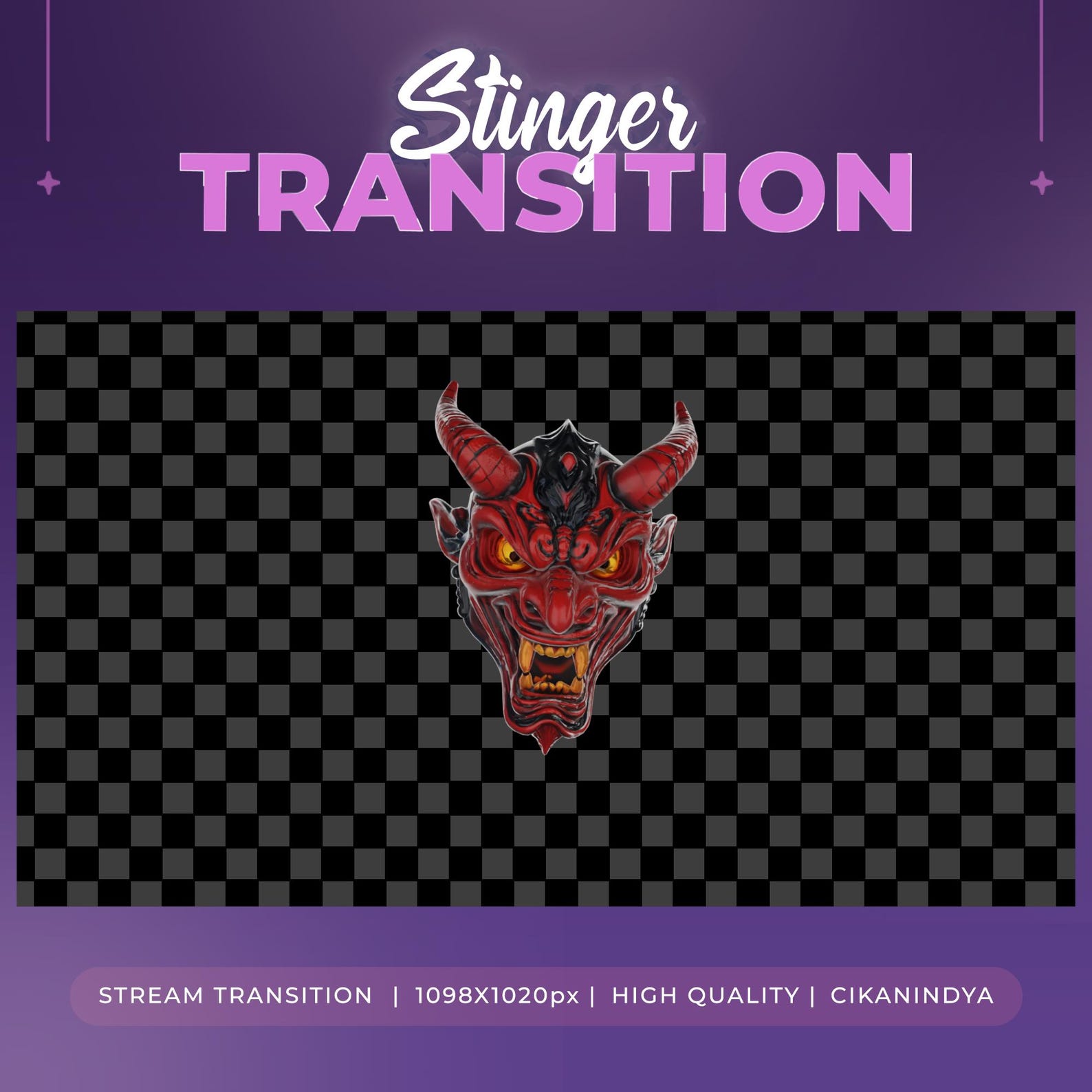Red Devil Mask Animated Stream Transition: Twitch, Youtube, Kick (WEBM File) - Etsy