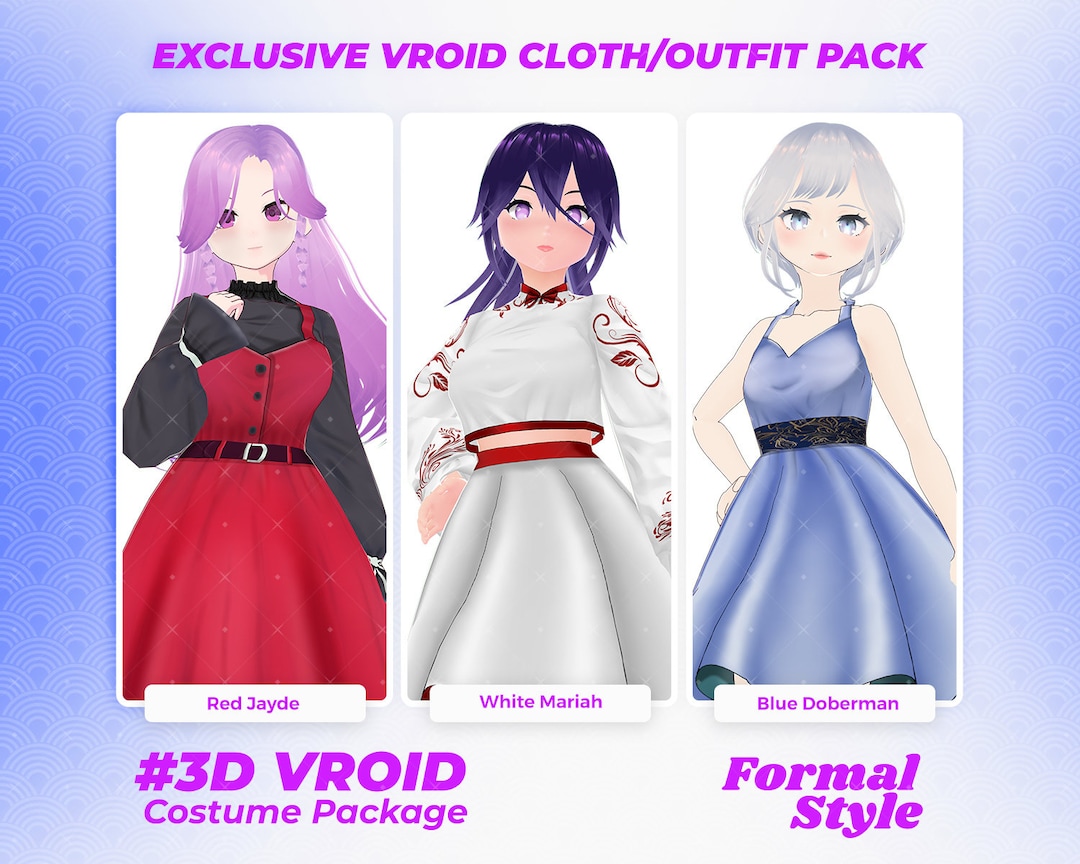 Stunning Formal Vroid Dresses Pack-vroid Clothing Pack, Stunning ...