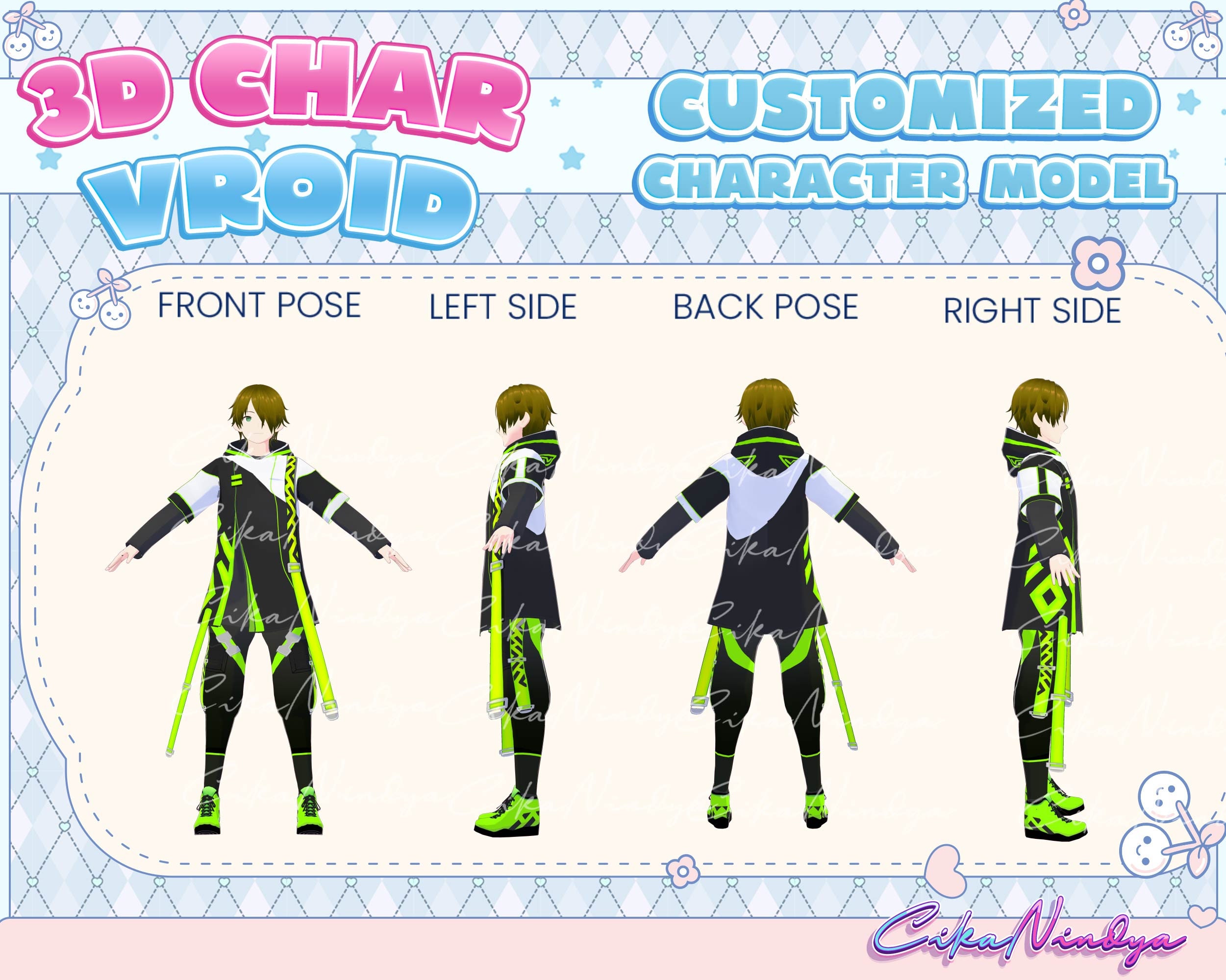 3D Vroid Character Yuta Cyberpunk Anime Male With Futuristic - Etsy