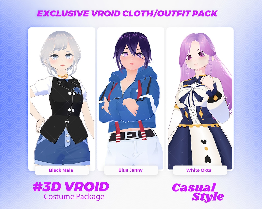 Vroid Clothing Pack, Virtual Fashion, Streamer Style, Avatar Dressing ...