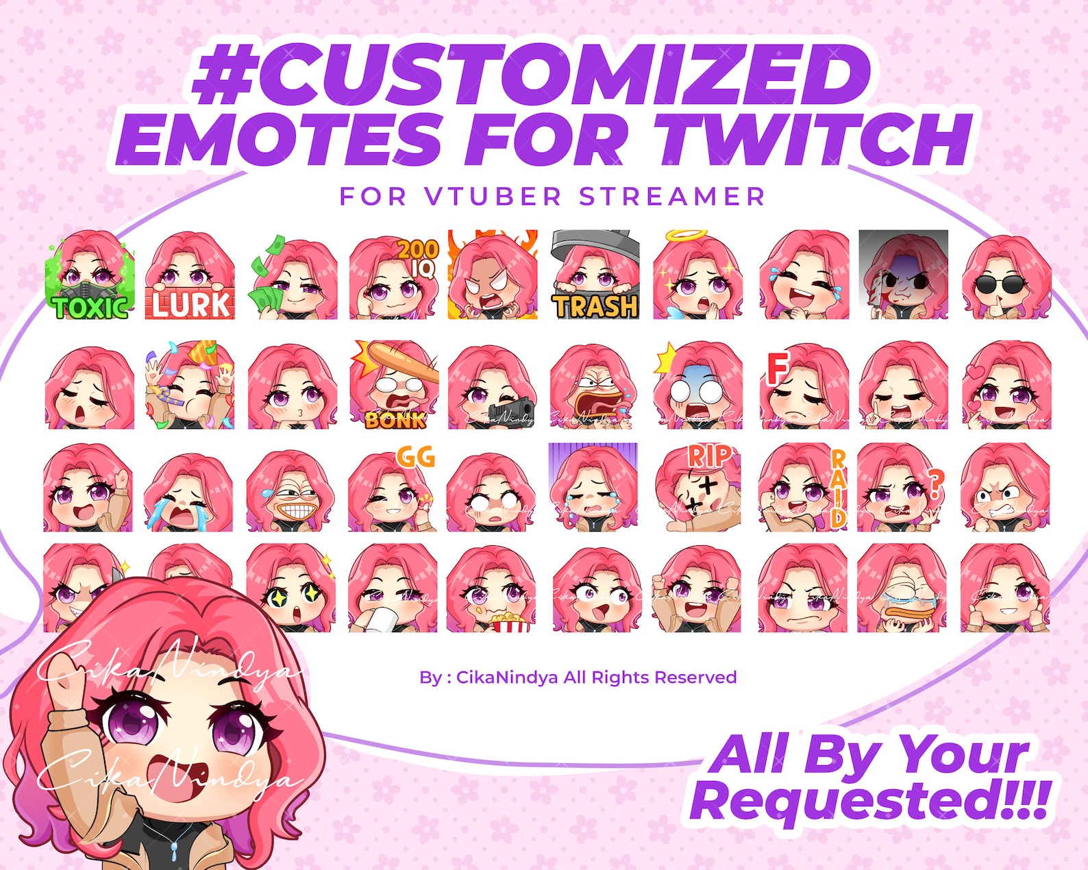 Custom Chibi Emotes Creation for Vtuber Streamers Custom - Etsy