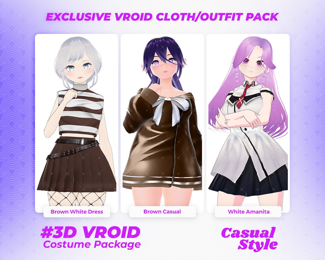 Casual Girl Model Outfit Pack for Aspiring Vtuber Icons - Vroid ...