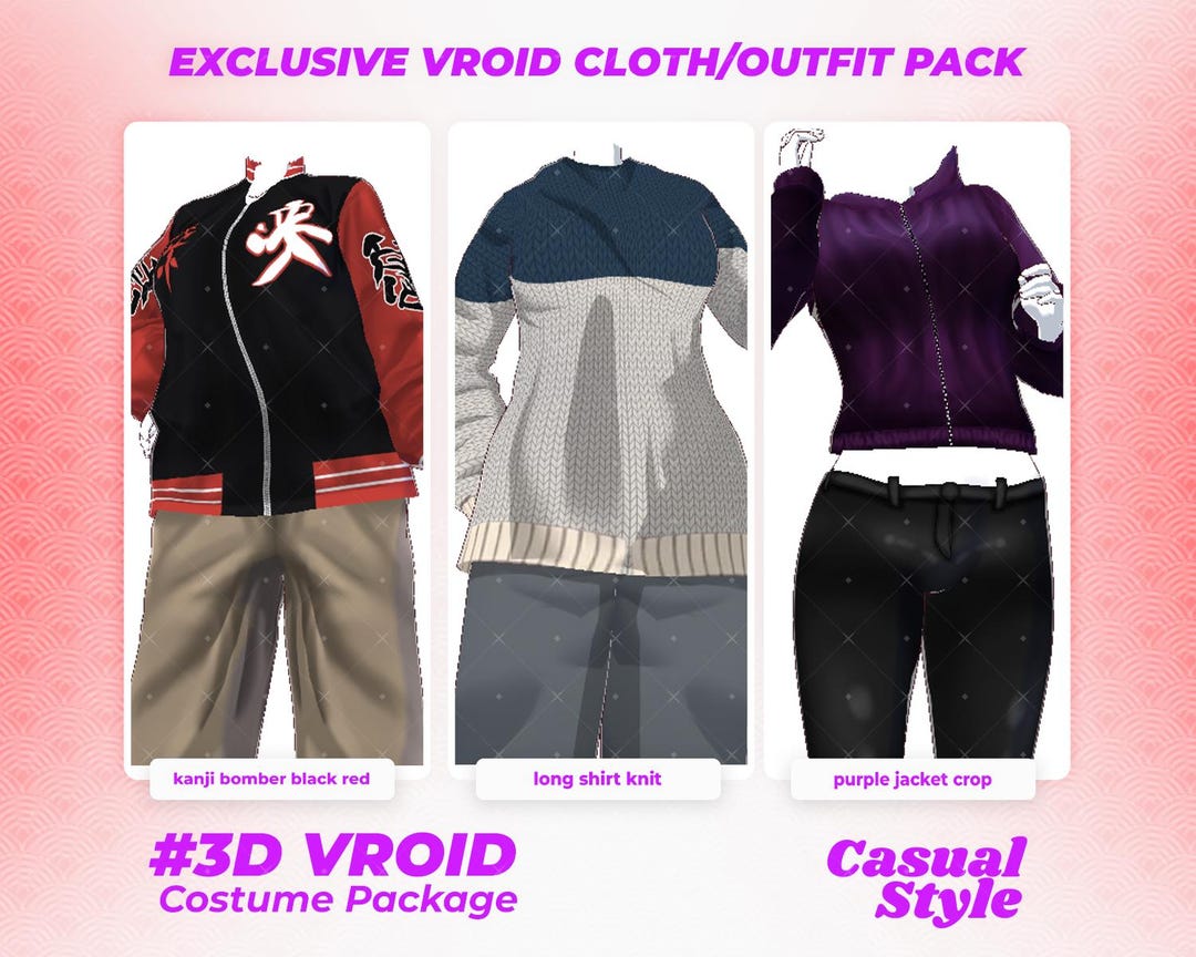Vroid Clothing Pack | Vroid Casual Clothing Set for Girls | 3D Anime ...