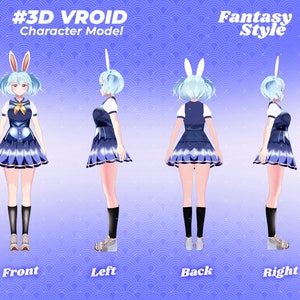 3D Vroid Character Anime Girl Twintail Bunny for Live Streaming Virtual ...