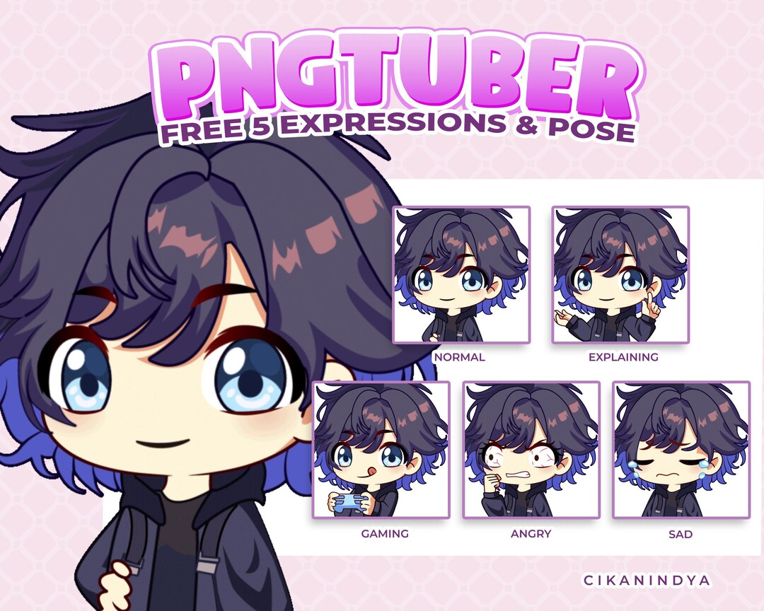 Premade Male Pngtuber Model: Edgy Chibi Avatar - Etsy