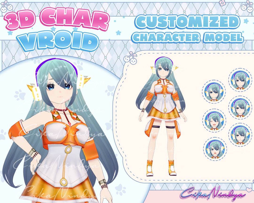 Radiant Orange Vroid 3D Vtuber Model for Streamer (.VRM) - Etsy