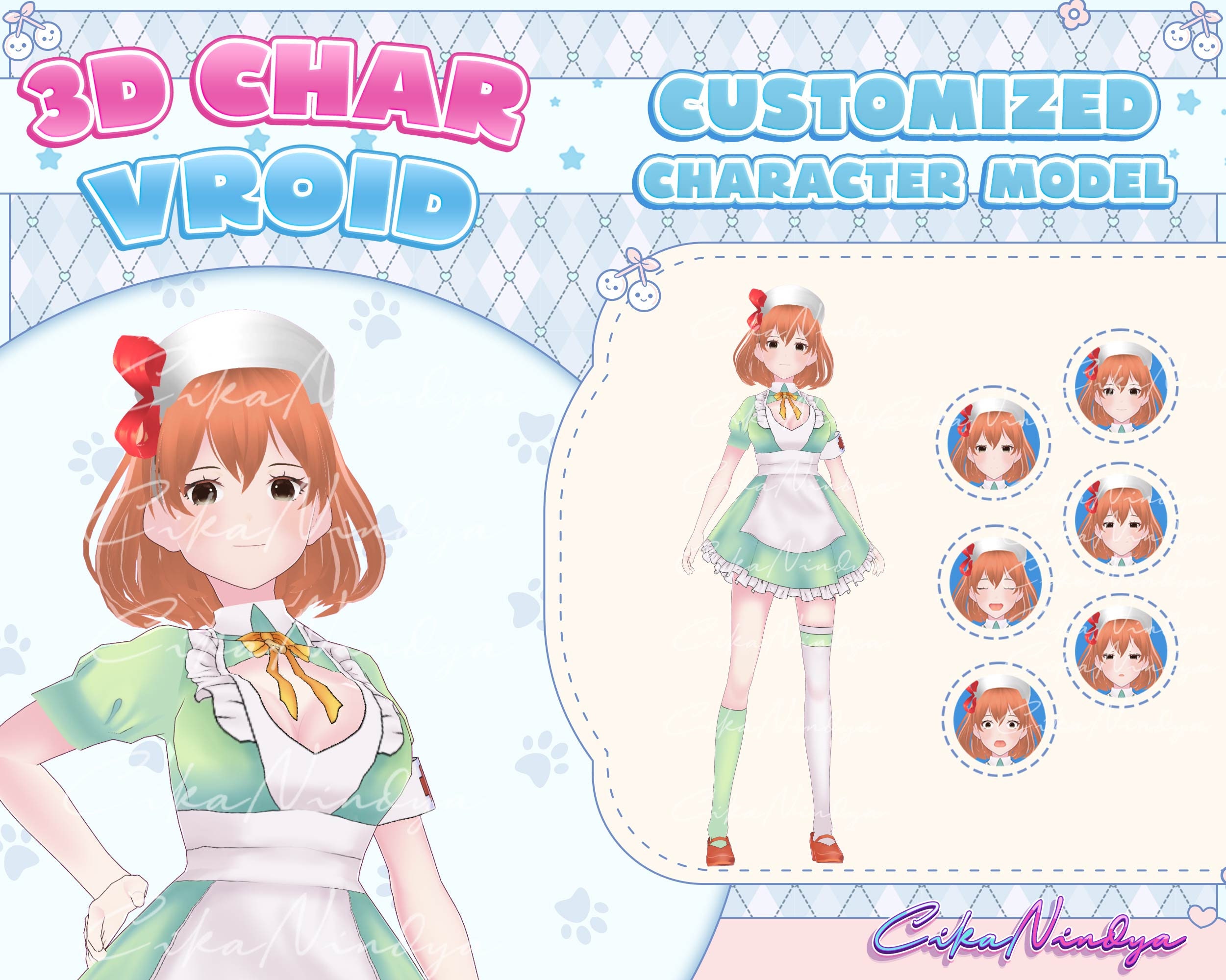 3D Vroid Character Vtuber Model Free 3d Model Vtuber Model - Etsy