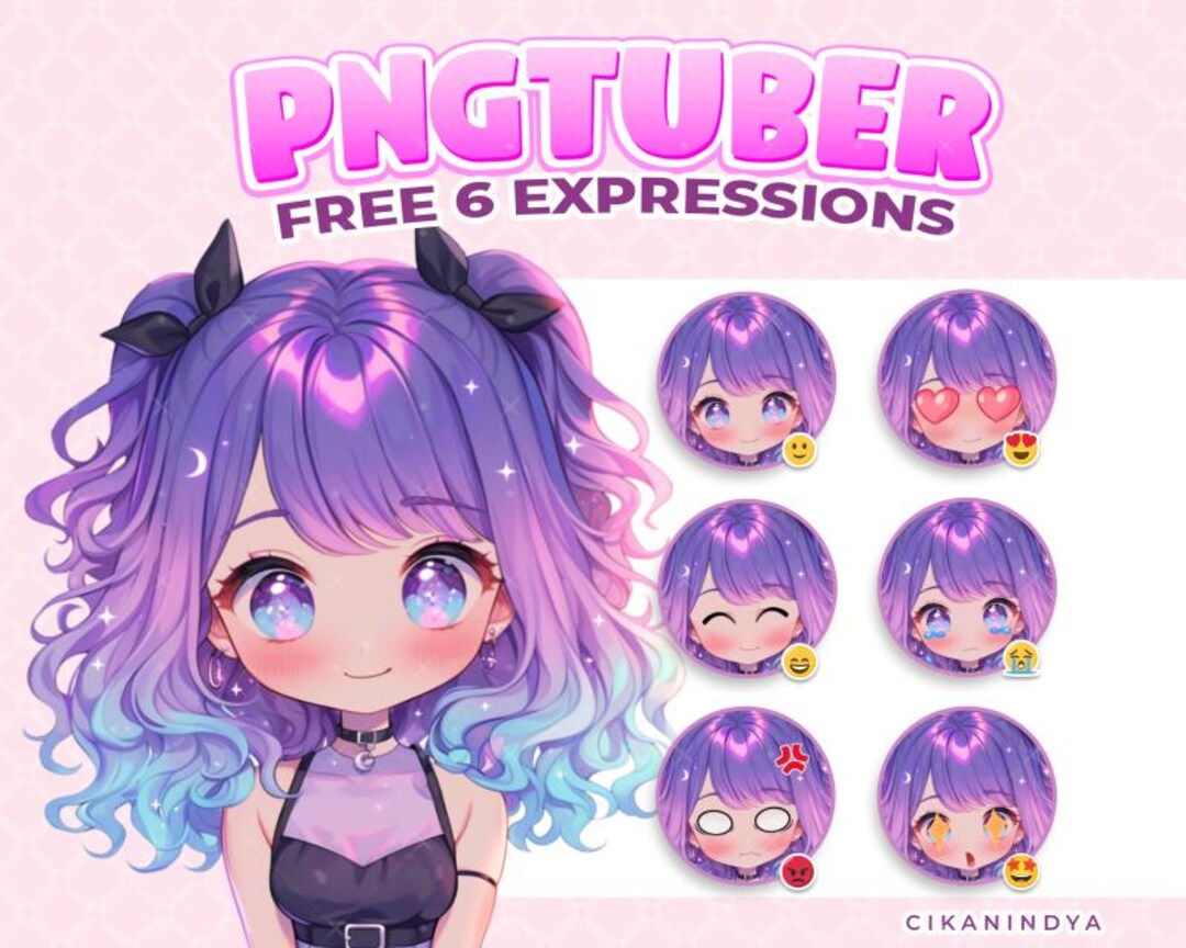 PNG Tuber | Chibi PNG Tuber Avatar With Galaxy Eyes and Twin Bows | Get ...