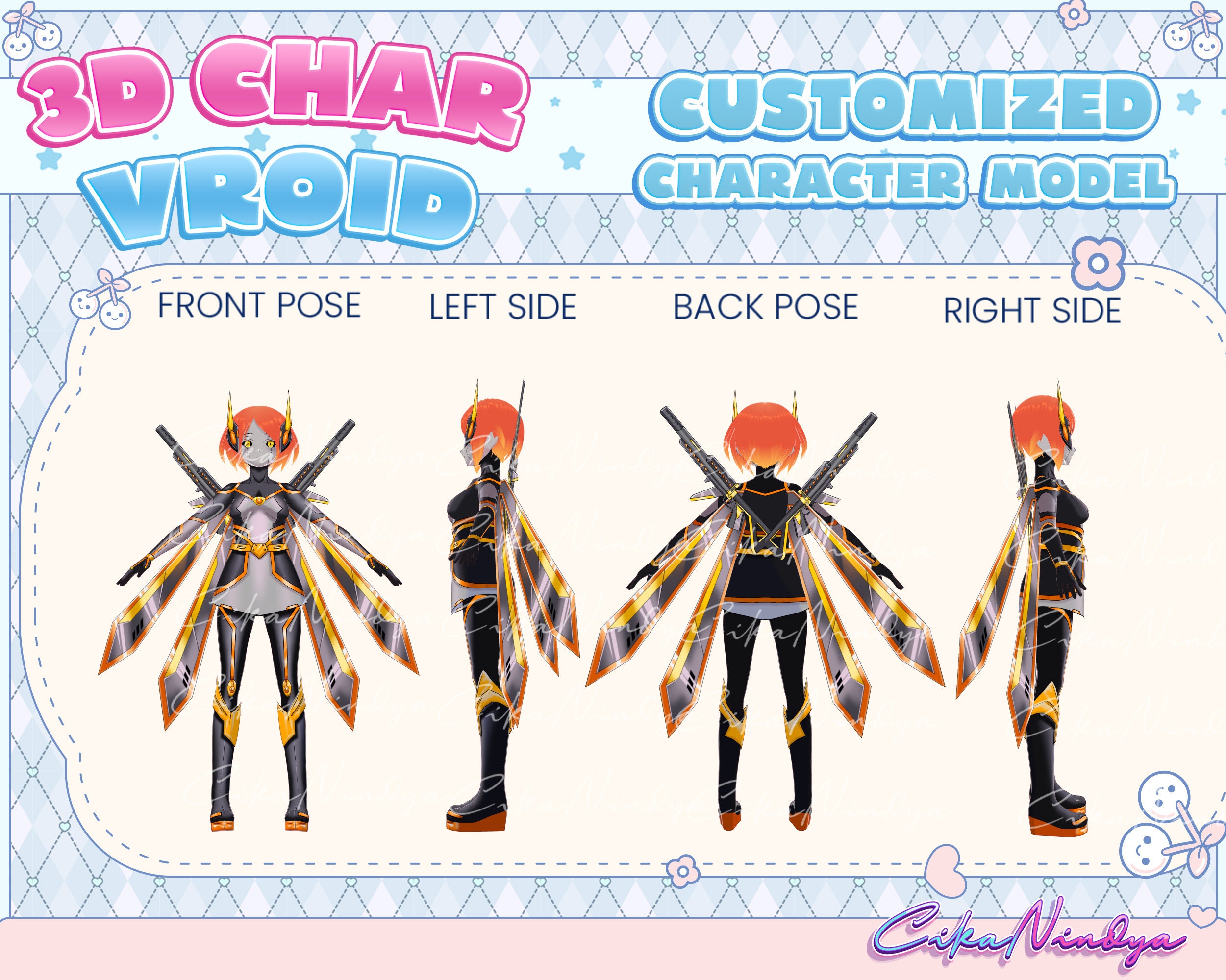 3D Vroid Character 3d Model Commission Vtuber Model Vroid - Etsy