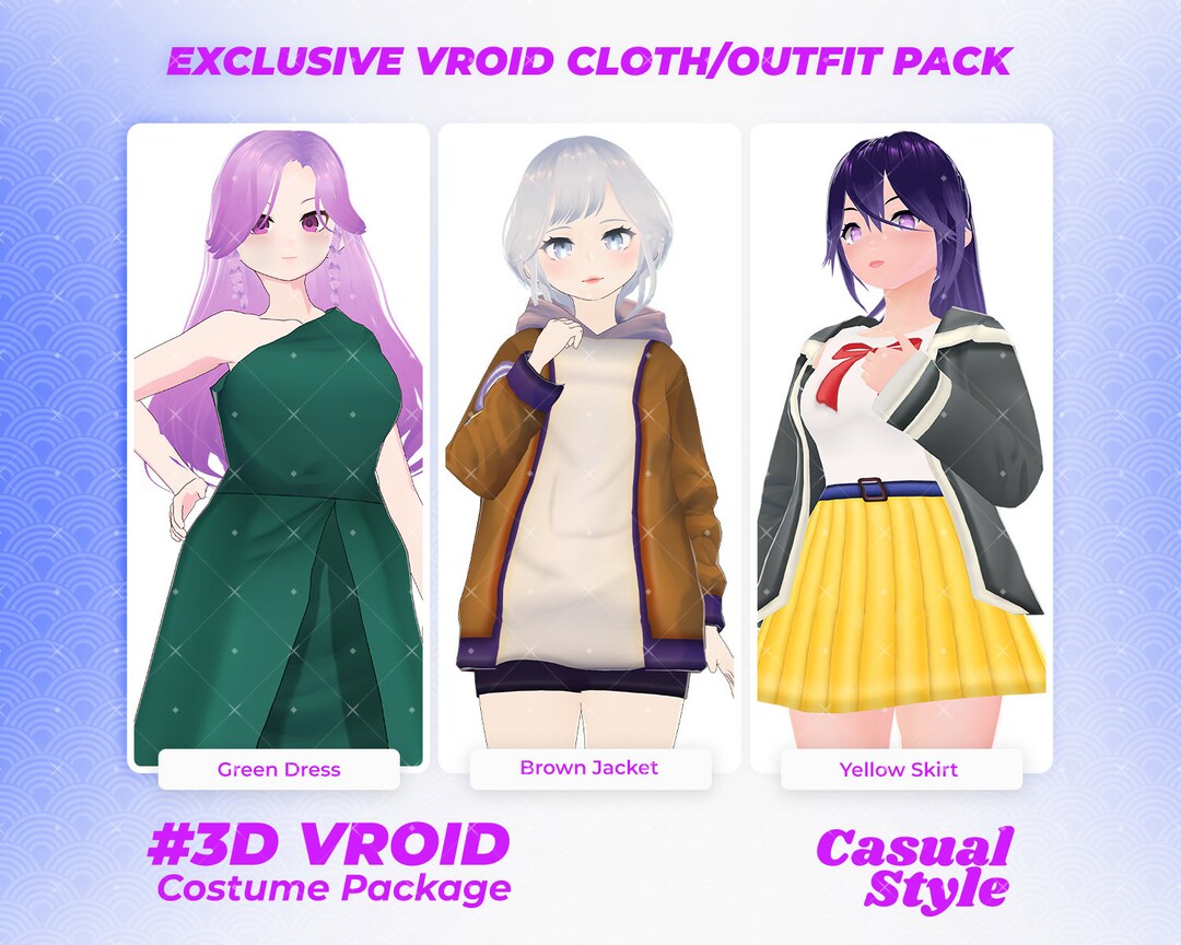 Vroid Power Outfits for Virtual Influencers - Vroid Clothing Pack ...