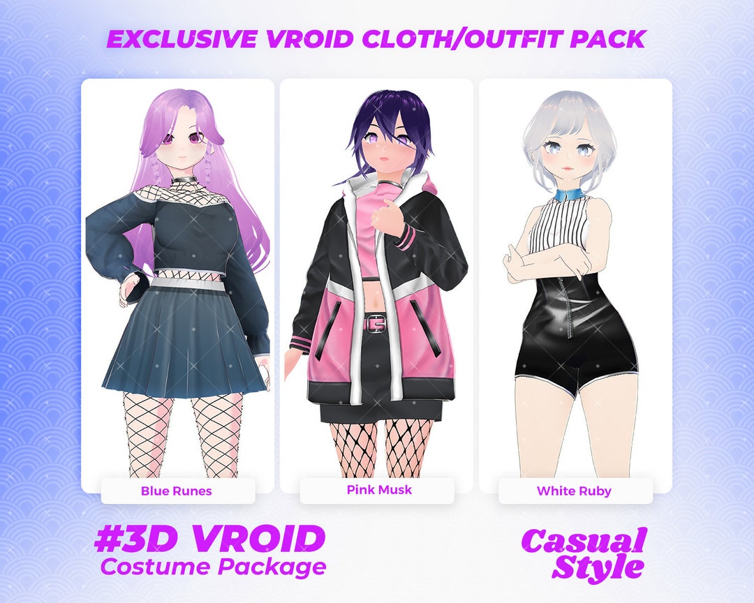 Vroid Clothing Pack, Virtual Fashion, Kawaii Clothes, 3d Outfit, Doll ...