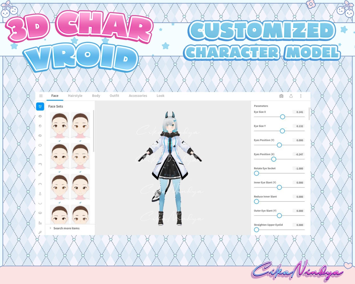 Innovative Style 3D Vroid Character White Hair Cyber Anime - Etsy
