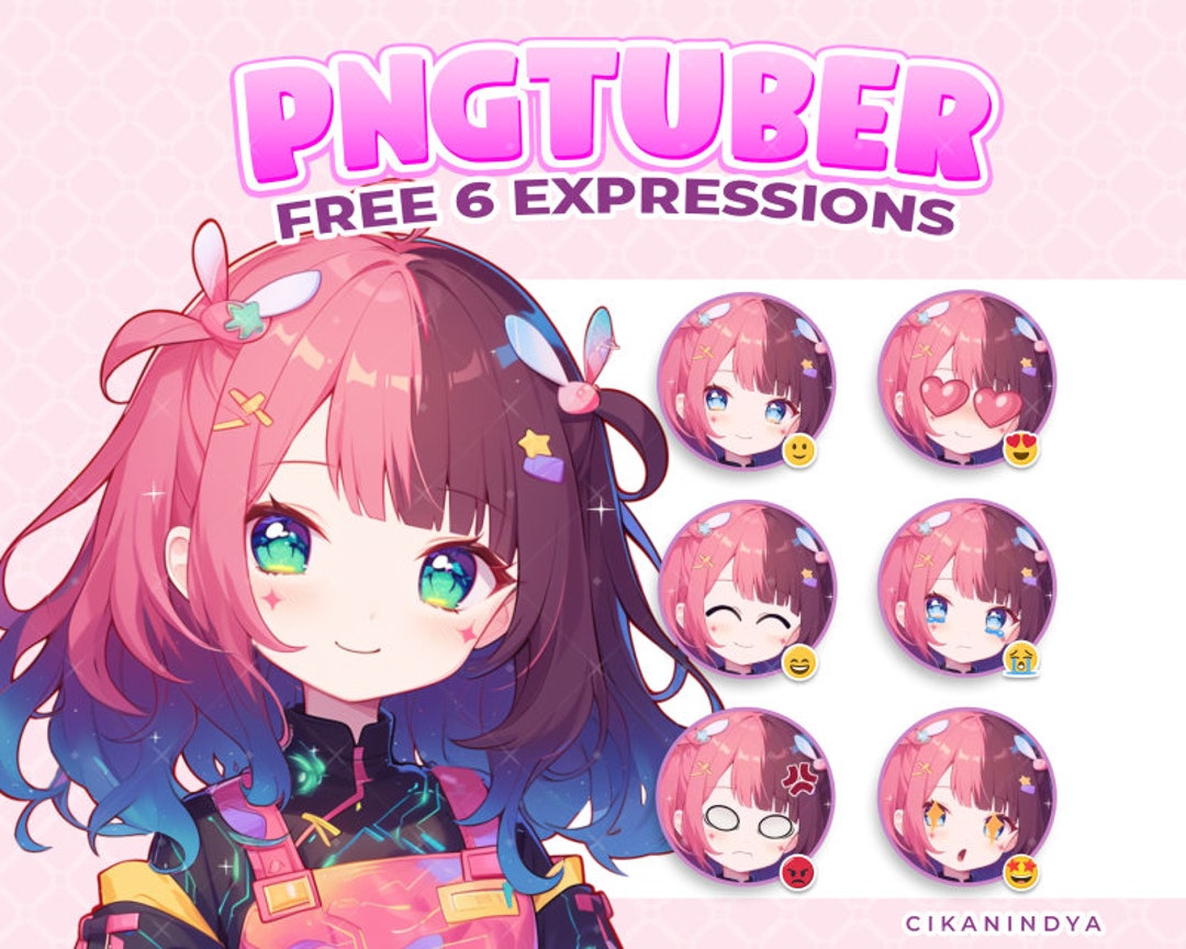 PNG Tuber | Streamer Perfect With Character Cute Neon Theme | Get 6 ...