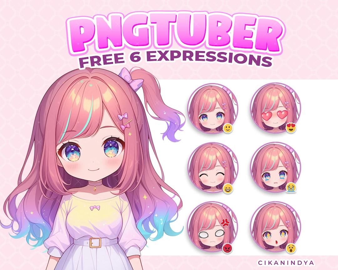 PNG Tuber | Anime Vtuber Live2d Avatar With Sparkling Eyes for ...
