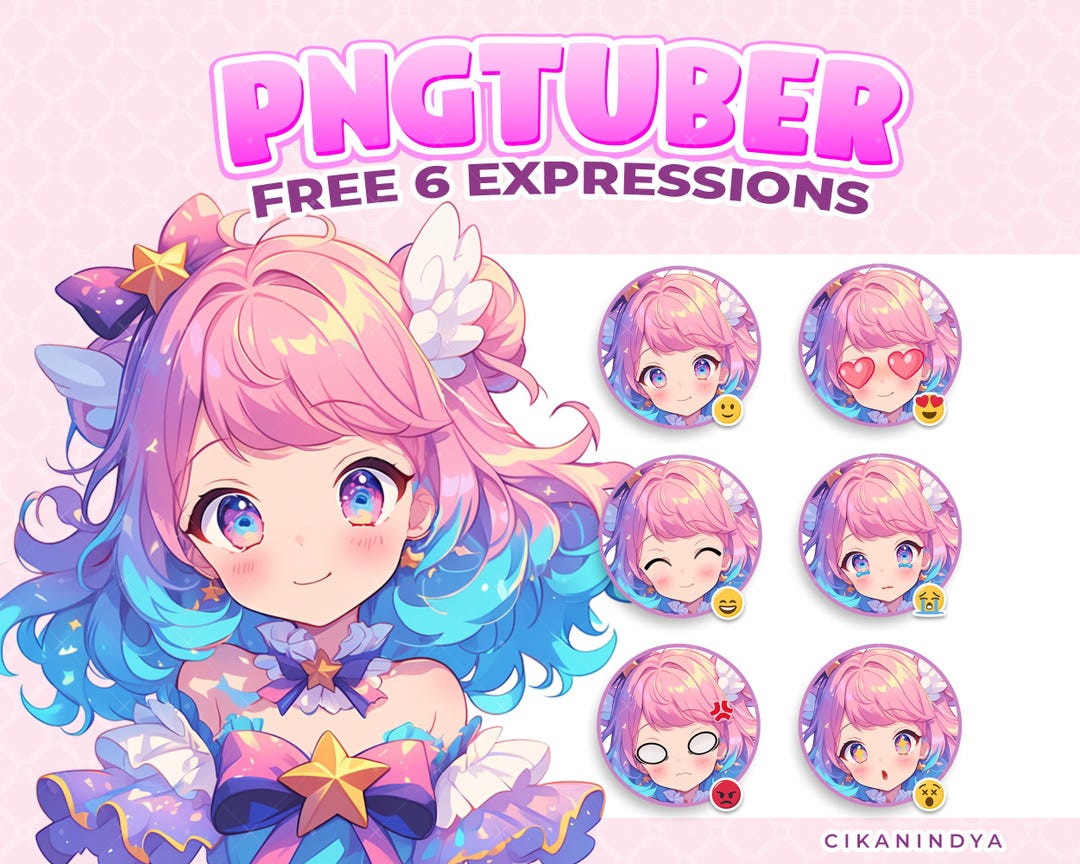 Starry Magic Pngtuber Avatar: 6 Poses, Vtuber Overlay - Etsy