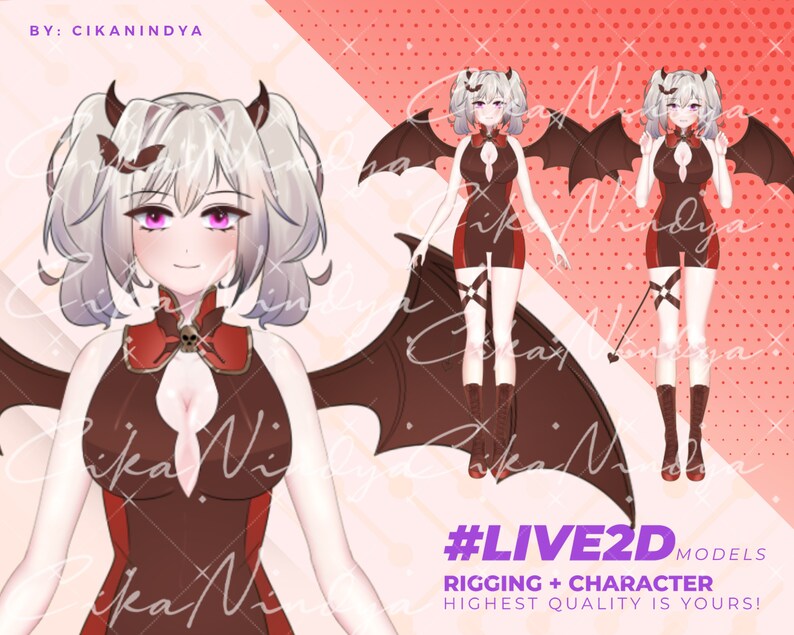 Captivating Vtuber Live2d Devil Bat Girl for Streamer Vtuber - Etsy