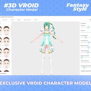 Heavenly Angel Vtuber 3D Vroid Character With Green Hair for Streamer ...