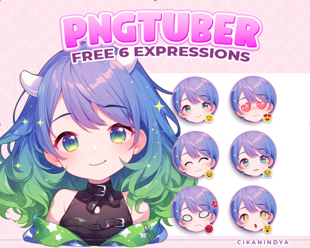 Neon Hair PNG Tuber Girl: 12 Poses for Streaming - Etsy