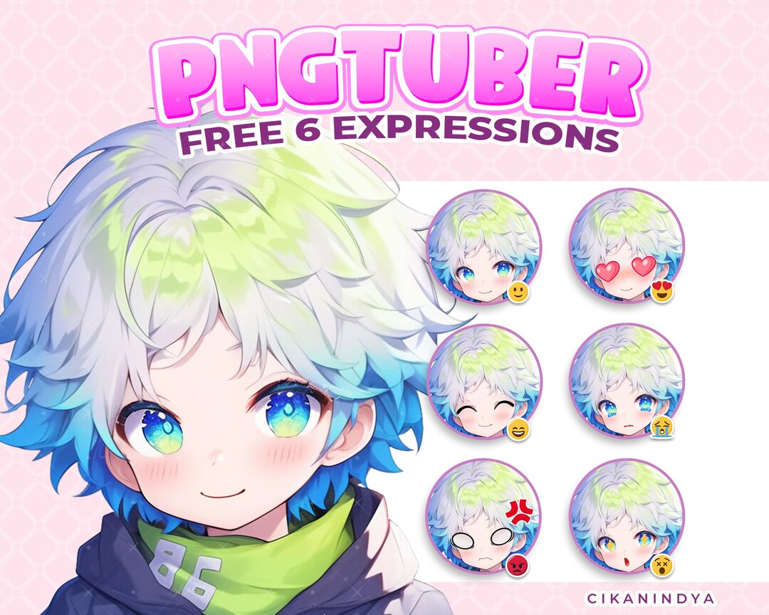 Premade Pngtuber Model – Cute Boy With Blue Hair - Etsy