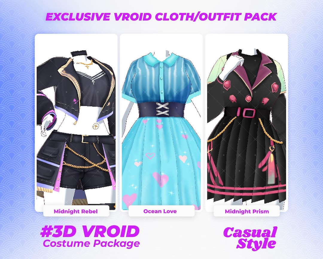 Anime-style Vroid Casual Outfit | Fashionable 3D Clothes Pack | Vroid ...