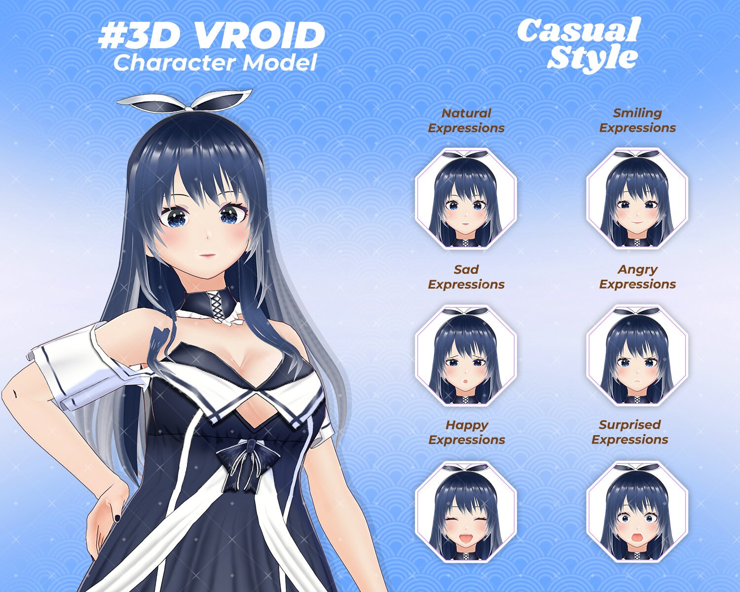 Yunko Nazuna Charm Anime Radiance in 3D Vroid for Captivating Streams ...