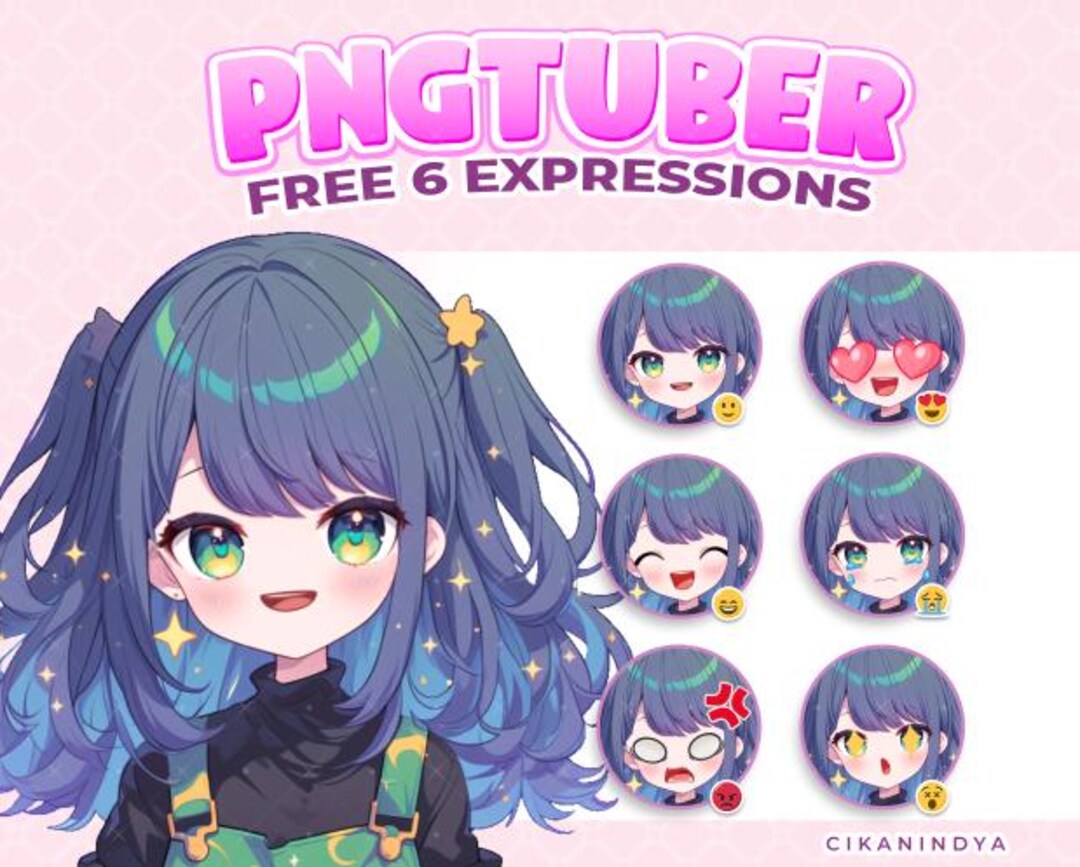 Galaxy Anime PNG Tuber Avatar: 6 Poses - Etsy
