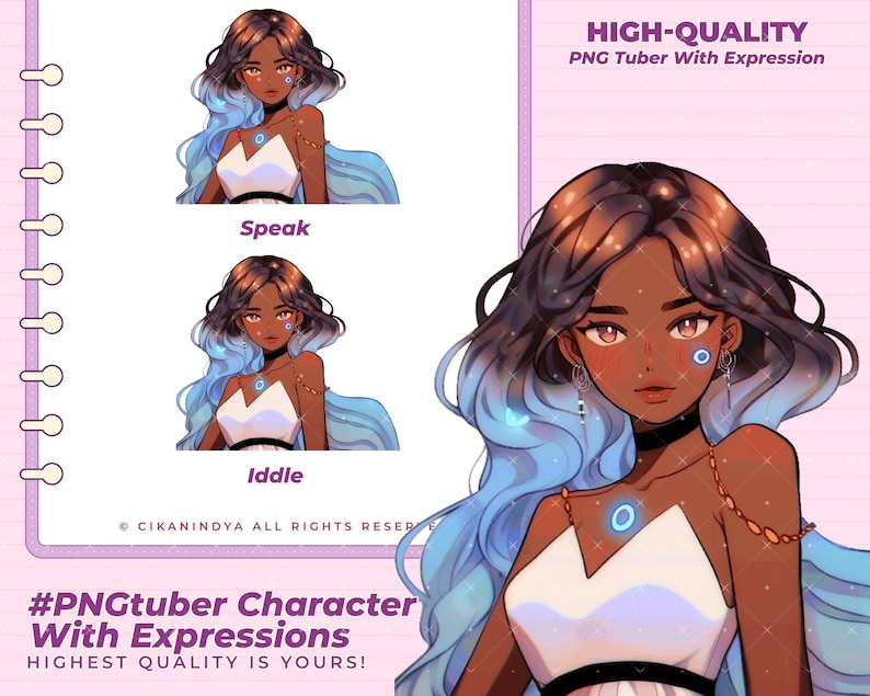 Streamer's Animated PNG Tuber Character Blue Brown Hair for Live ...