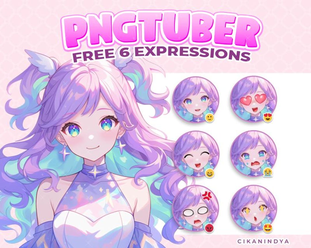 Kawaii Anime Pngtuber Girl: 6 Poses, Chibi Vtuber - Etsy