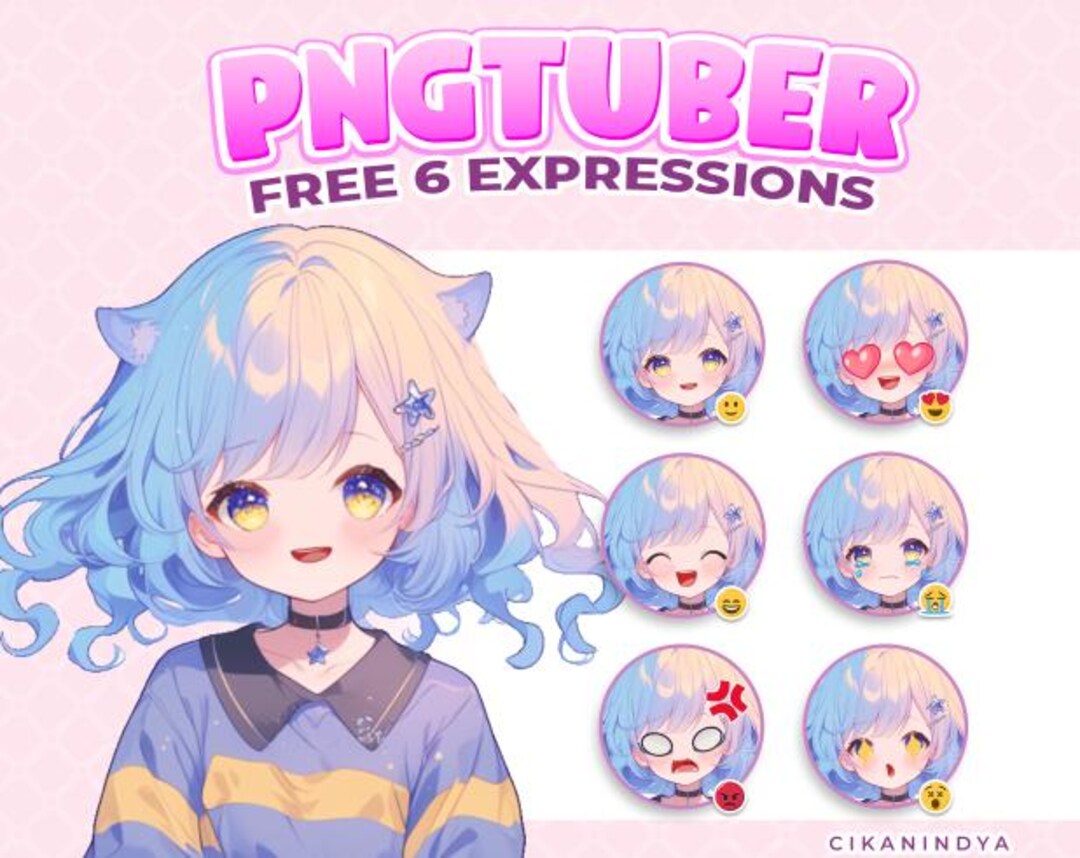Custom-like Pngtuber Model – Premade Blue Catgirl - Etsy