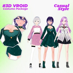 Chic Streamer Trendy Casual Outfits Collection - Vroid Clothing Pack ...
