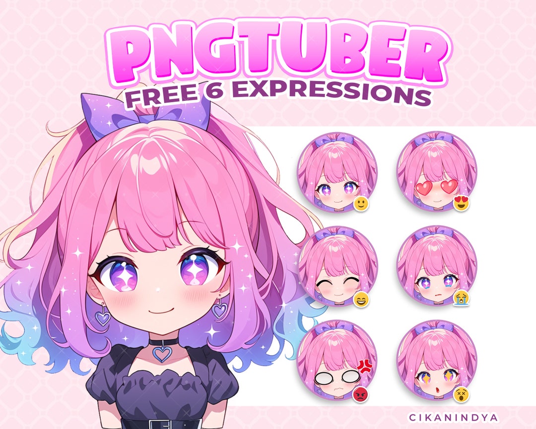 PNG Tuber | Charming Pastel Princess Vtuber Avatar With Heart Accents ...