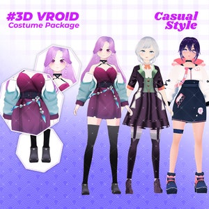 Virtual Vroid Casual Outfits Pack for Content Creator - Vroid Clothing ...