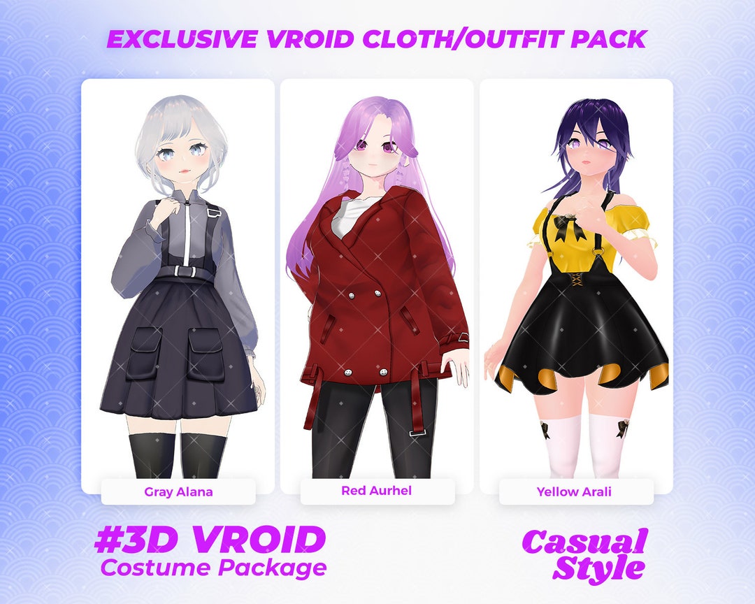 Vroid Clothing Pack, Kawaii Clothes, 3d, Doll Clothes - Elegant ...