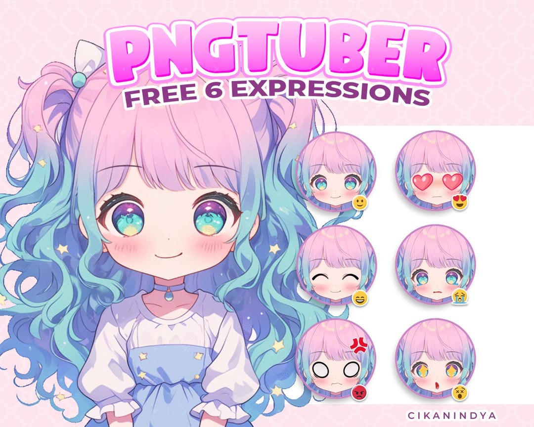 Pastel Pigtails PNG Tuber Avatar: 6 Poses, Galaxy Eyes - Etsy
