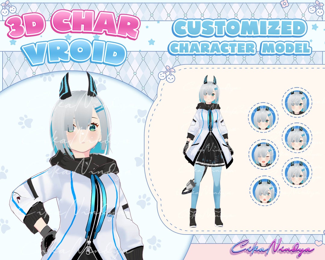 Innovative Style 3D Vroid Character White Hair Cyber Anime - Etsy