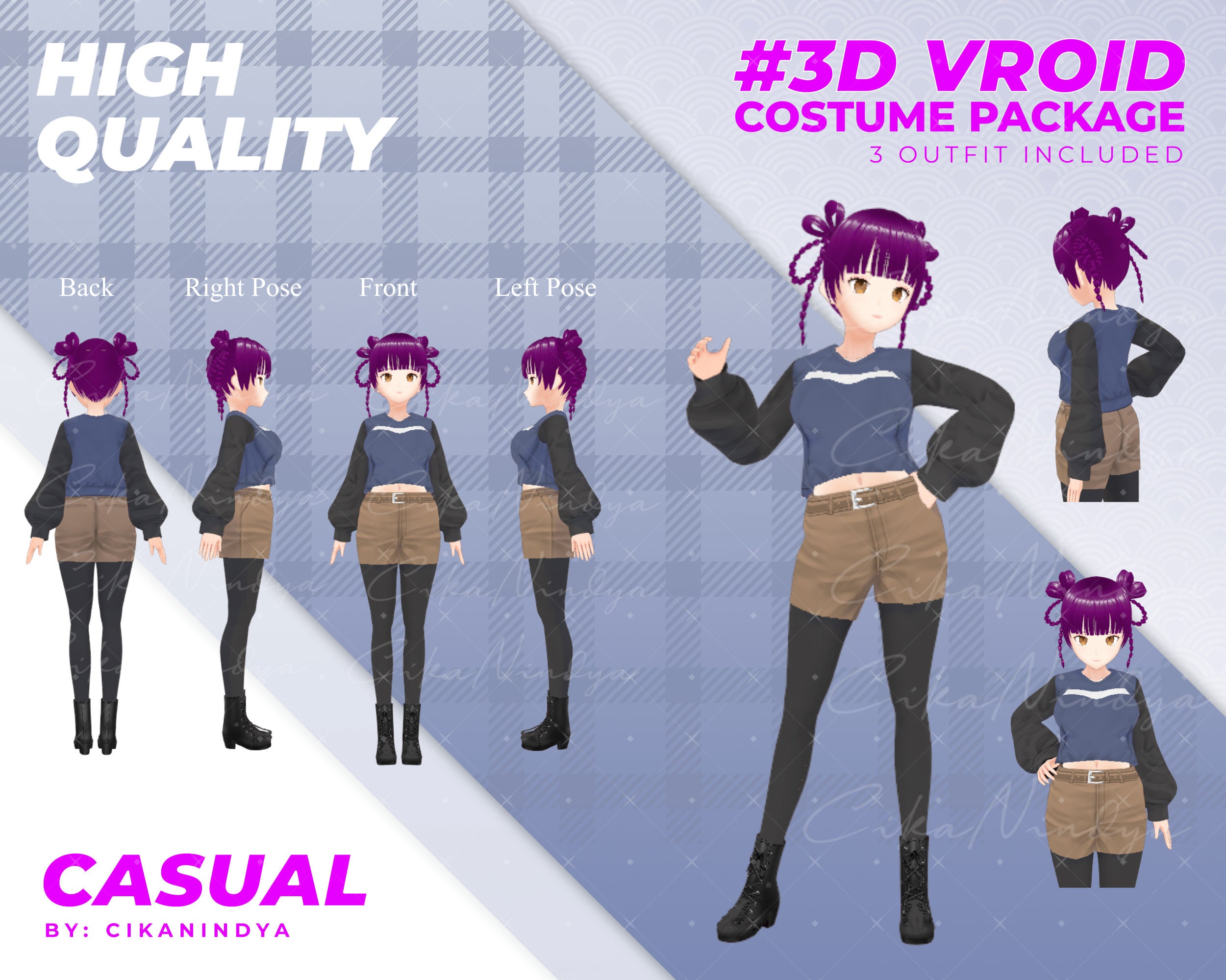 Vroid Clothing Pack Vroid Outfit Cosplay Costume Vroid - Etsy